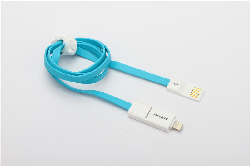 PISEN 0.8m 2.6ft Multicolor Fast Charging Flat Cable for iPhone and Android