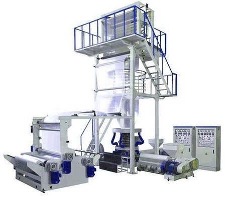 LDPE / HDPE Plastic Film Blowing Machine For Three Layers Co-Extruding Plastic Film Rolls