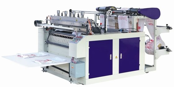 RQ-400*2 Two lines plastic t-shirt bag hot sealing hot cutting bag making machine
