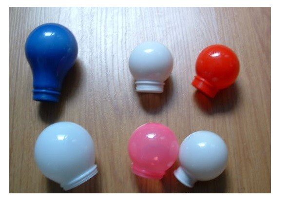 High Glossy PC Material Molding Plastic Parts for LED Lights with Light Diffusing Powder