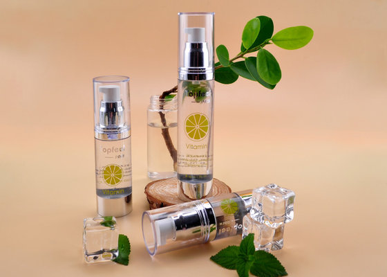 Aluminium Cap Round Plastic Airless Pump Dispenser Slim Cylinder Design