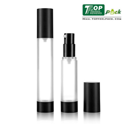 15ml 20ml 30ml黒い肩および基盤が付いているプラスチックとして円形の空気のない旅行びん