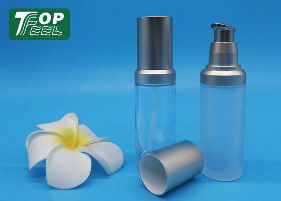 Cream Matte Glass Packaging Lotion Dispenser Bottles 50ml Round Shape Recyclable