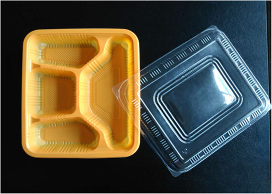 Orange Small Disposable Food Containers With Lids , Food Grade Rectangular Shaped
