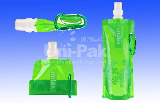 Plastic Recyclable Foldable Water Bag With Carabiner For Camping