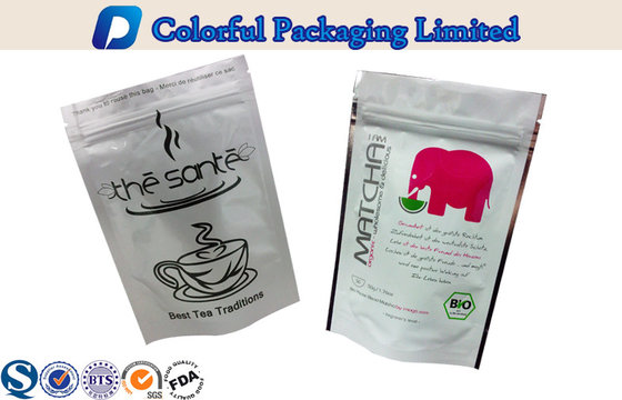 Small Glossy printing Stand Up Tea Packaging Bags with custom printed