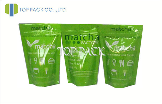 Green Printed Foil Stand Up Tea Packaging Bags 50micron - 200micron