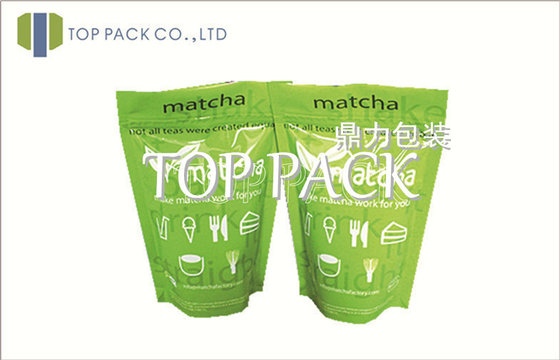 Green Tea Printed Foil Stand Up Zip Pouch 150g Printed Loose Tea Bags