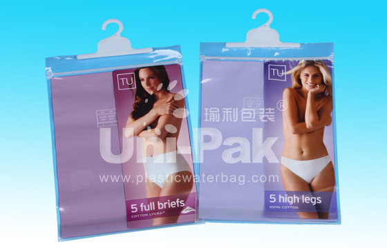 Reclosable Garment Zip Lock Packaging Bags Water Resistant With Hanger Hook