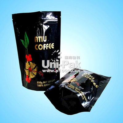 Customized Gravure Printing Stand Up Coffee Pouch With Zipper For Coffee Packaging