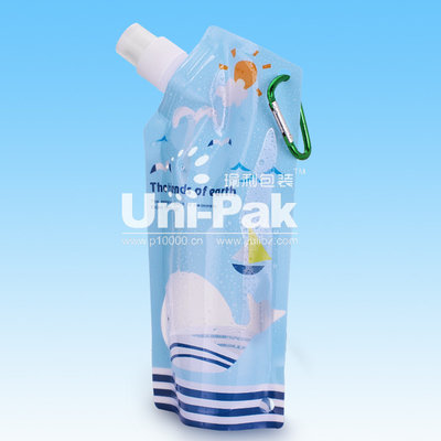 Custom made Colourful Printing Stand Up Portable Plastic Water Bag With Spout For liquid