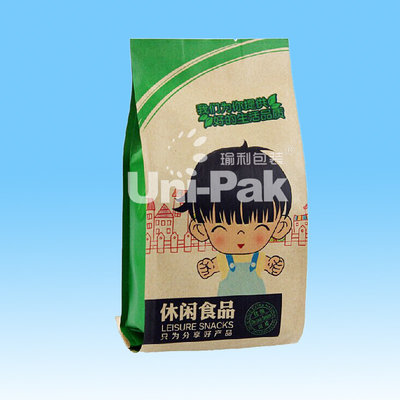 Recyclable  Brown Paper Snack Food Packaging Bags Top Grade Food Safe