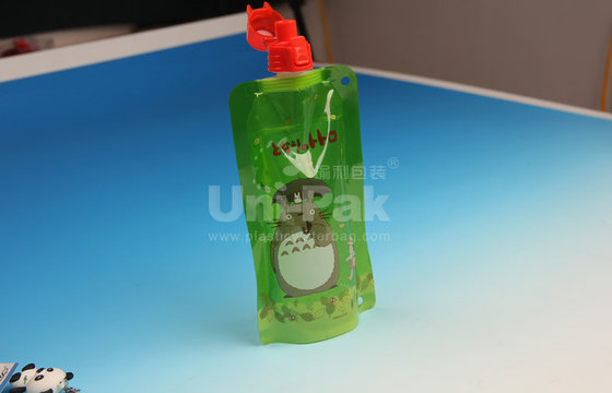 Colorful Standing Up Plastic Water Bag , Foldable Sport Drinking Water Bag