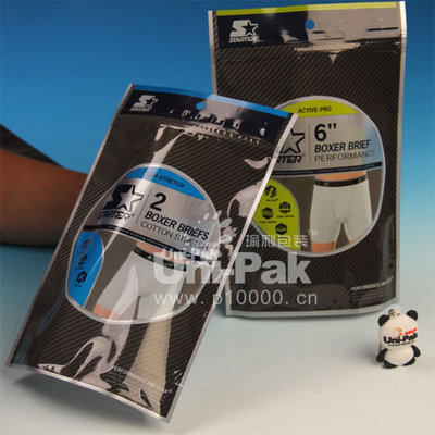 PPE Zipper Hand Hole Plastic Garment Bags Printing For Male Underwear
