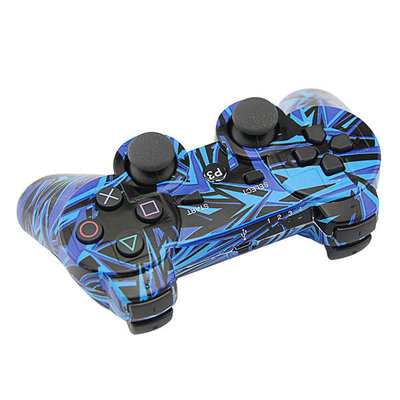 Charging Ps3 Joystick Wireless , Gamepad Ps3 Controller Blue Graffiti Bluetooth Tech