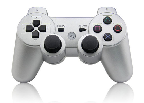 Rechgargeable Playstation 3 Joystick Controller , Ps3 Bluetooth Gamepad Silver Color