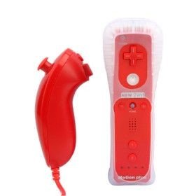 Red Color WII U Game Controller Wireless Remote Nunchuck Equipped With A Speaker