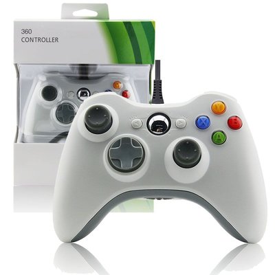 Wired Gamepad XBOX 360 Game Controller White Color Two Vibration Feedback Motors