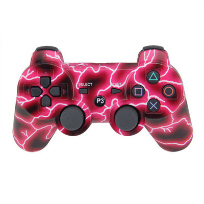 Red Lightning Joystick Ps3 Controller Bluetooth Joypad Built - In Rechargeable Battery