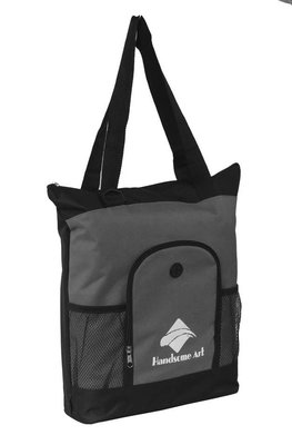 Dark Grey Polyester Shopping Monogrammed Tote Bags , Tote Grocery Bags