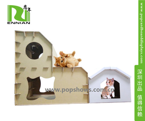 China Customized Printing Cat Dog Cardboard Playhouse / House , Cardboard Toys For Kids supplier