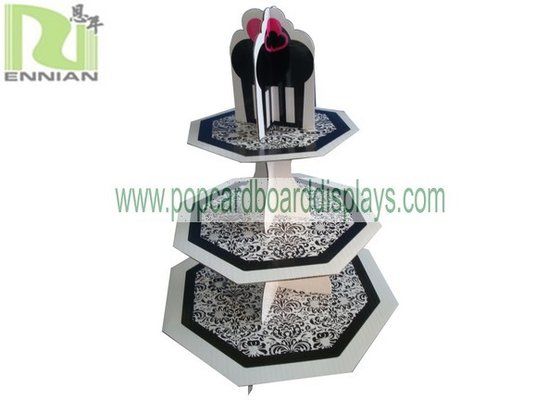 Paper Material POP Cardboard Displays , Disposable Style 3 tier cupcake stand supplier