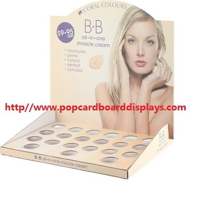 Cosmetic cardboard counter displays pop retail BB cream countertop display supplier