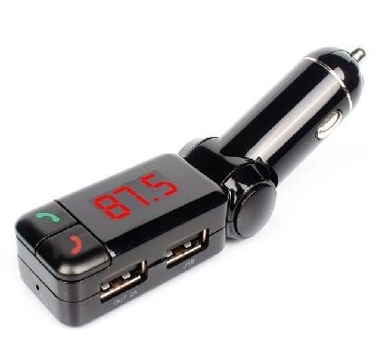 Car MP3 Player FM Transmitter with Car Charger LED Display and 2 USB Line-in Bluetooth Ena