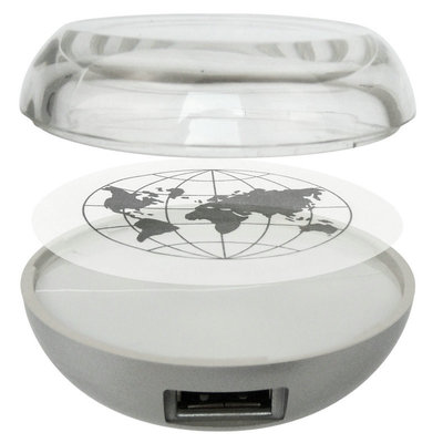 Powered USB Hub /  Mini Color Light With Led Lights / Silver Portable USB Hubs With 3 USB Ports For PC