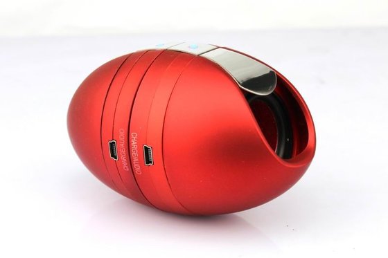 Red Oval Bluetooth Portable Speakers For Cell Phones Hi-Fi Stereo