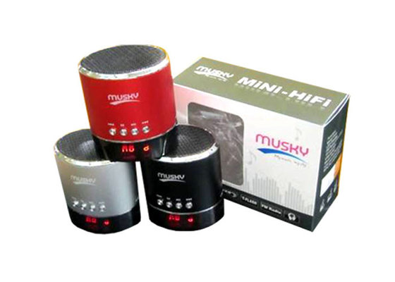 Rechargeable Mini Wireless Cell Phone Speakers , LED Digital Music Speaker With FM Radio