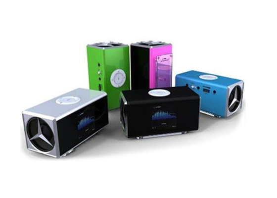 FM Radio Series Wireless Cell Phone Speakers , Portable Mini Stereo Clock Speaker With LED