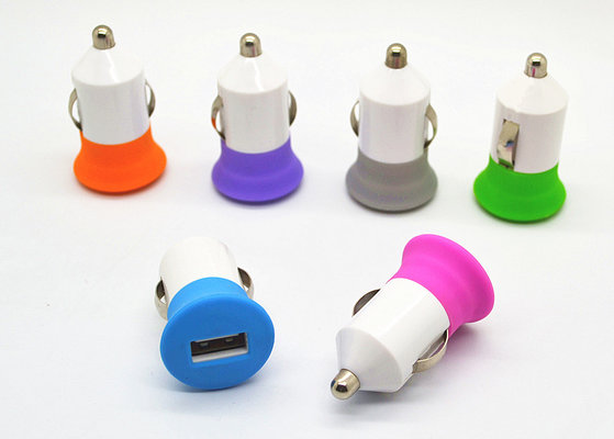 Mini Dual Color CE,ROHS,FCC 5V  2.4A Single USB Car Charger for Smart Devices