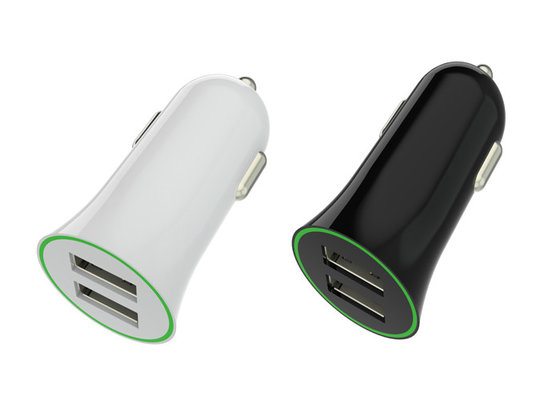 14.5g Double Ports USB Car Phone Charger Fire Proof ABS PC Material