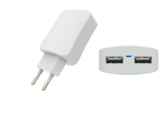 5V Black / White Double USB Wall Charger , EU Plug Wall USB Charger