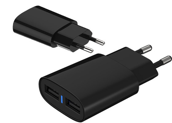 Led USB Power Adapter Output 5V 2.4A 2 Ports Fire Proof ABS PC Material