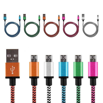 Nylon Braided  Micro USB Data Cable Charge Sync Aluminum Alloy Custom Length