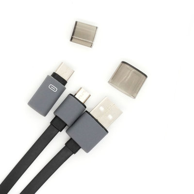Micro Flat USB Type C Data Cable , Type-C Connector 2 In 1 USB C To USB Cable