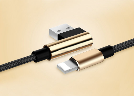 Nylon Braided Right Angle MFI Lightning Cable USB Data Cable 90 Degree