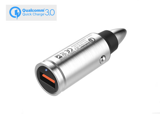 Armor Piercing Single Port QC3.0 Fast Charging Car USB Charger Bullet Shaped