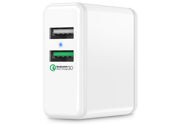 QC3.0 Dual USB Ports Quick Cellphone Charger , Foldable US Plug Usb Power Charger