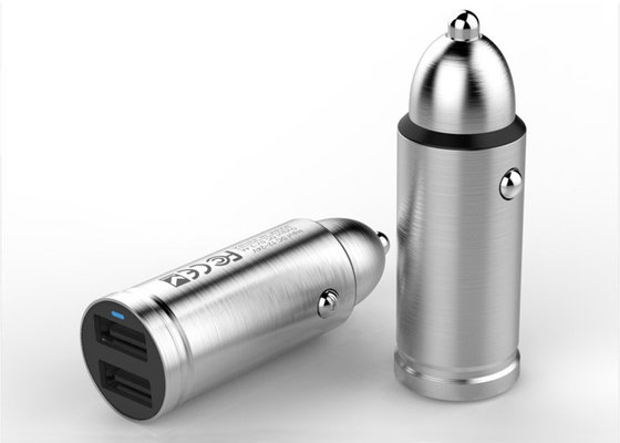 Fast 12v Dual Port Usb Car Charger Adapter / In Car Phone Charger 3.1A 4.8A