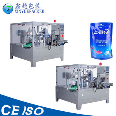 Easy Operation Rotary Pouch Packing Machine SUS304 Material For Liquid Paste