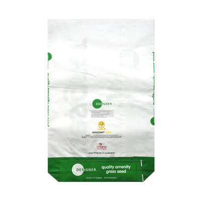 Custom Recyclable WPP Block Bottom Valve Bag , Grass Seed Packing Bag 25kg