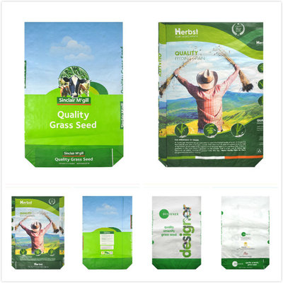 Square Bottom PP Woven Sack Bags Gravure Printing For Grass Seed Feed