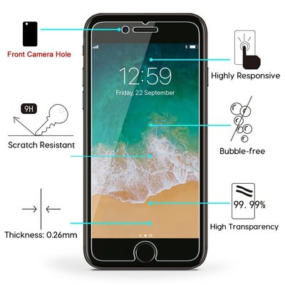 Anti Smudge IPhone Tempered Glass Screen Protector Rounded Edge Ultra Thin