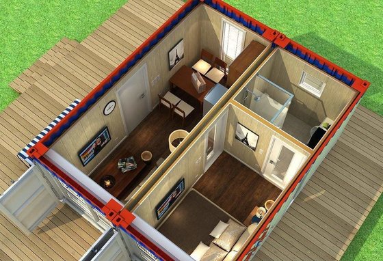 Hogares prefabricados anaranjados del contenedor para la sala de estar de la oficina de Flatpack residencial