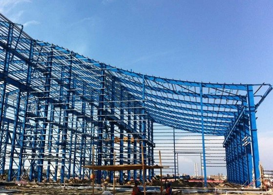 Pre Manufactured Curved Metal Frame Buildings Steel Structure Hangar Labor Saving