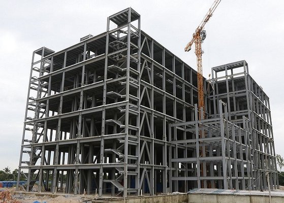 High Rise Steel Frame Office Building , Prefab Commercial Buildings Bolts Connection