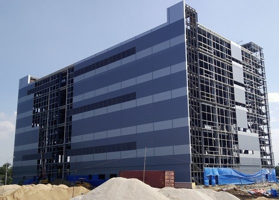 High Rise Steel Frame Office Building , Prefab Commercial Buildings Bolts Connection